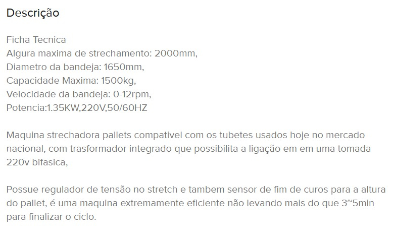 ENVOLVEDORA DE PALLET (STRETCHADEIRA AUTOMÁTICA) 2000MM X 1650MM - NOVA ...